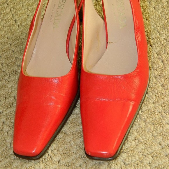 Escada | Shoes | Escada Red Leather Classic Sling Back Pumps Us 7 ...